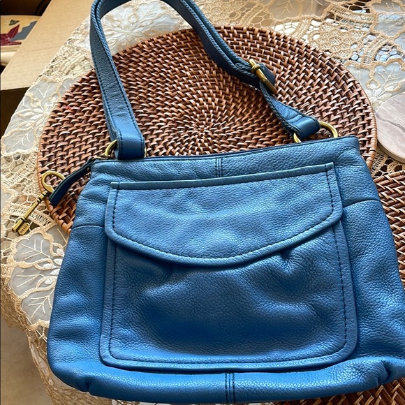 Fossil | Bags | Fossil Blue Leather Shoulder Bag | Poshmark